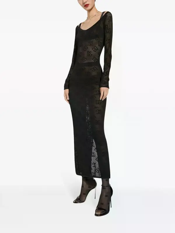 Dolce & Gabbana Logo Jacquard V-neck Maxi Dress