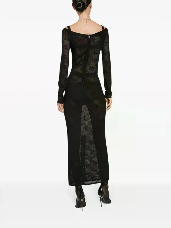 Dolce & Gabbana Logo Jacquard V-neck Maxi Dress