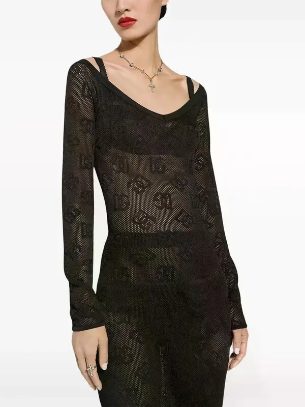 Dolce & Gabbana Logo Jacquard V-neck Maxi Dress