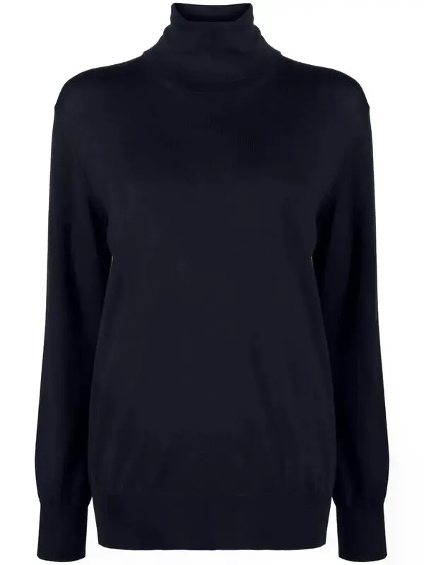 JIL SANDER Roll Neck Wool Jumper - Blue