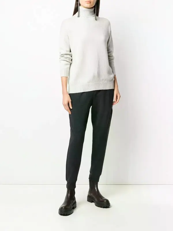 Brunello Cucinelli Grey Silk/cashmere Roll Neck Jumper