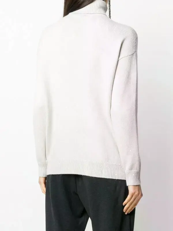 Brunello Cucinelli Grey Silk/cashmere Roll Neck Jumper
