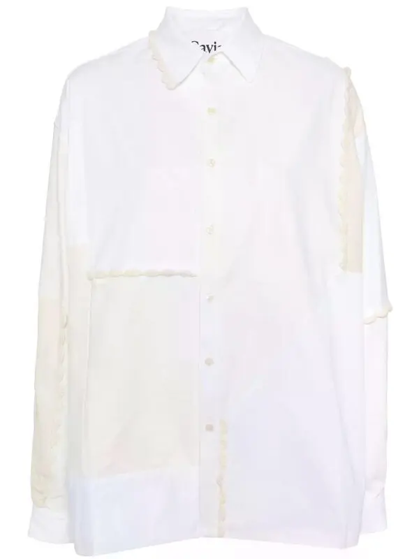 CAVIA Panelled Crochet-trim Shirt - Neutrals