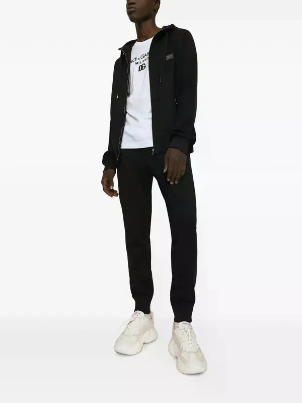 Dolce & Gabbana Zip-up Hoodie With Logo Tag - Black