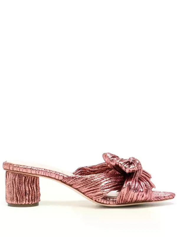 LOEFFLER RANDALL 50mm Metallic Plissé Sandals - Pink