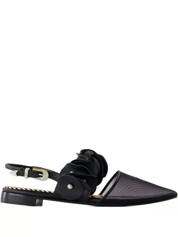 Toga Leather Ballerina Shoes With Faux-flower Detailing