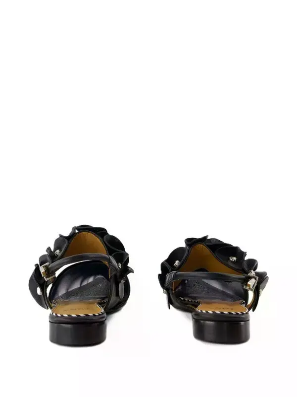 Toga Leather Ballerina Shoes With Faux-flower Detailing