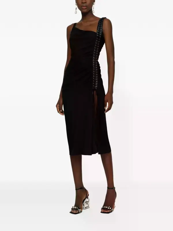 Dolce & Gabbana Lace-up Ruched Midi Dress