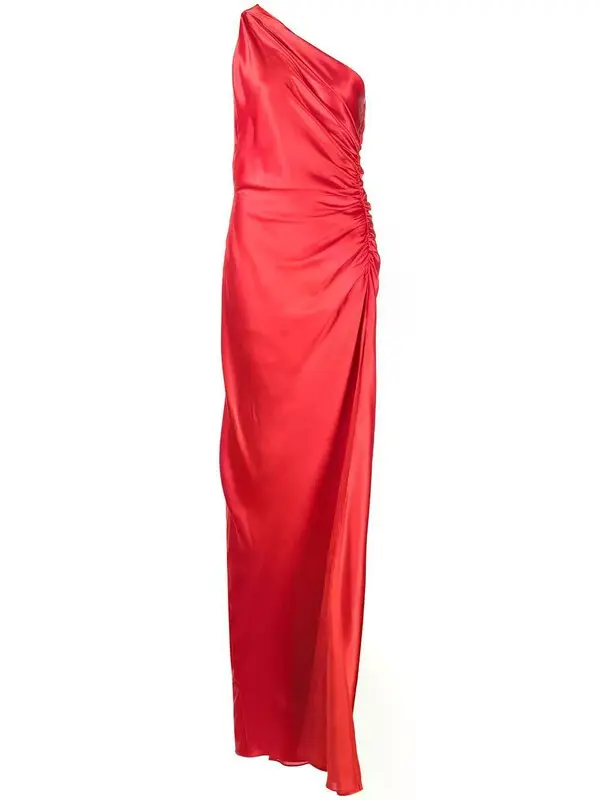 Michelle Mason Silk Asymmetrical Gown - Red