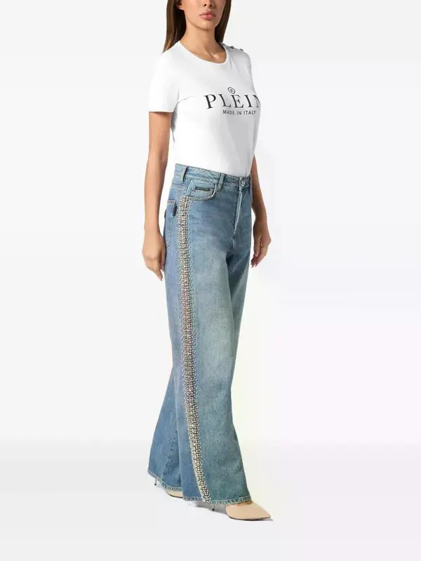 Philipp Plein Embellished Wide-leg Jeans