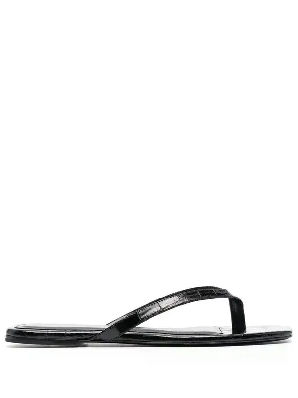 TOTEME Croc-embossed Flip Flops - Black