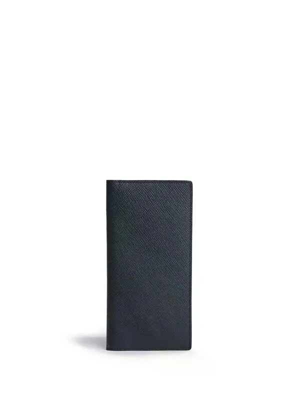 Smythson Panama Slim Bi-fold Leather Wallet - Blue