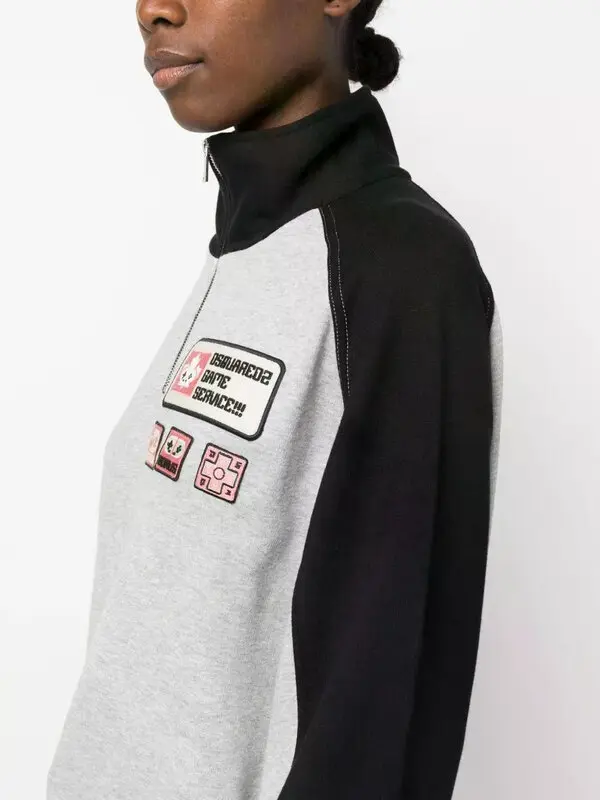 Dsquared2 Panelled Logo Patch High Neck Jumper - Grey