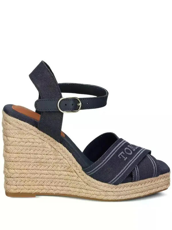 Tommy Hilfiger Navy Wedge Espadrilles With Buckle Fastening