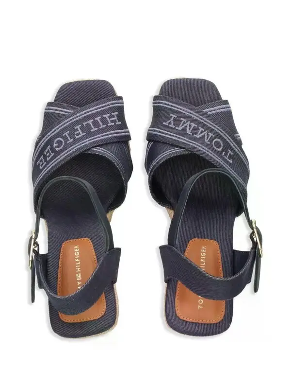 Tommy Hilfiger Navy Wedge Espadrilles With Buckle Fastening