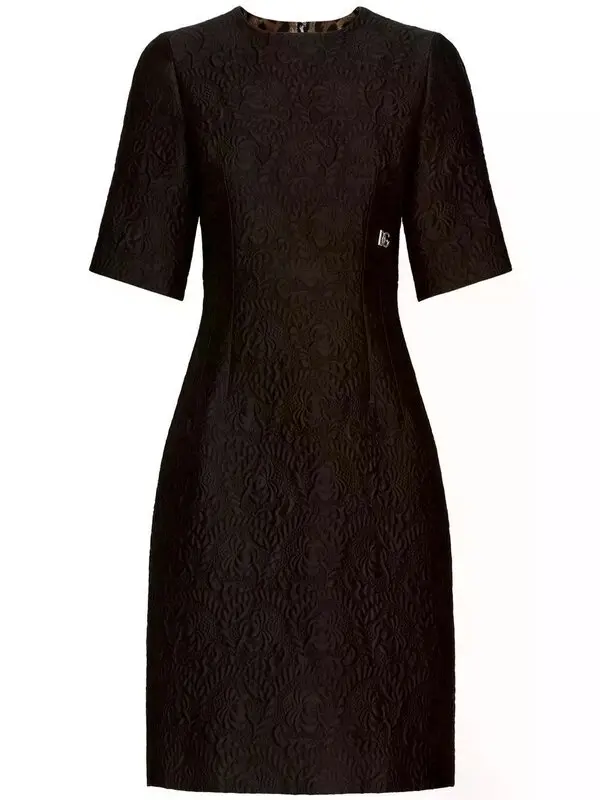 Dolce & Gabbana Floral-jacquard Midi Dress - Black