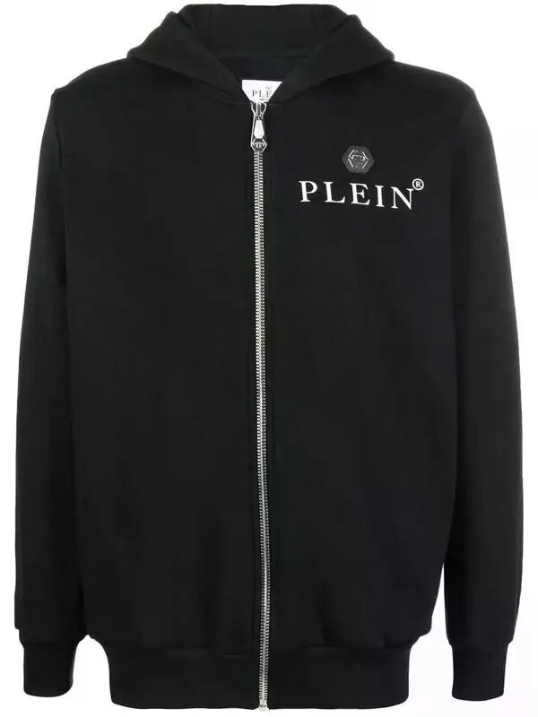 Philipp Plein Logo-print Zip-up Hoodie - Black