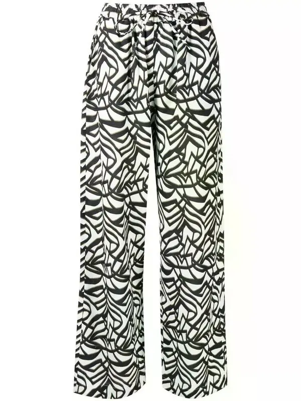 BAMBAH Geometric-print Wide-leg Trousers - Black