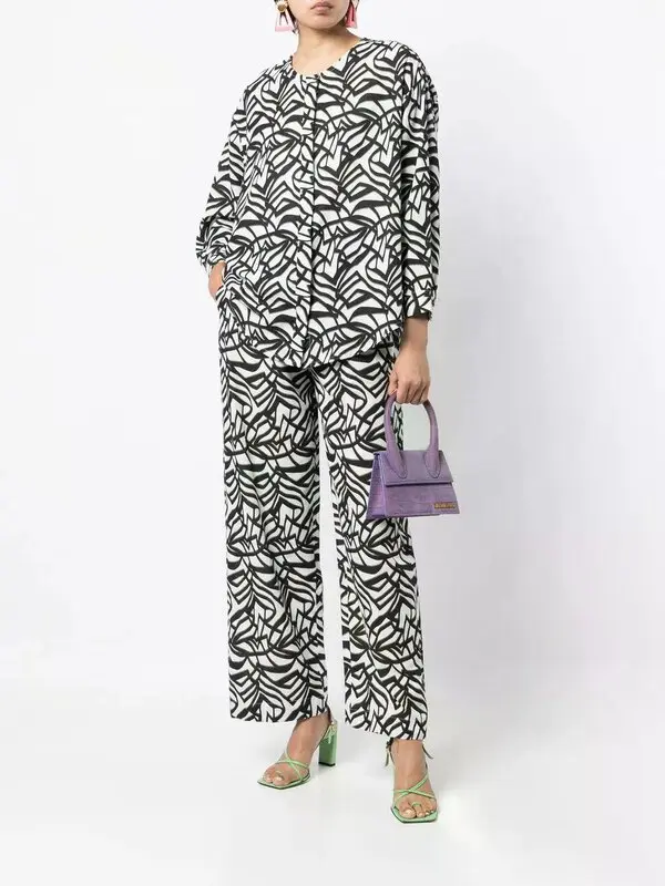 BAMBAH Geometric Print Wide-leg Trousers - Black