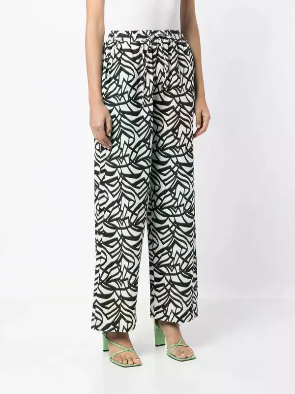 BAMBAH Geometric Print Wide-leg Trousers - Black