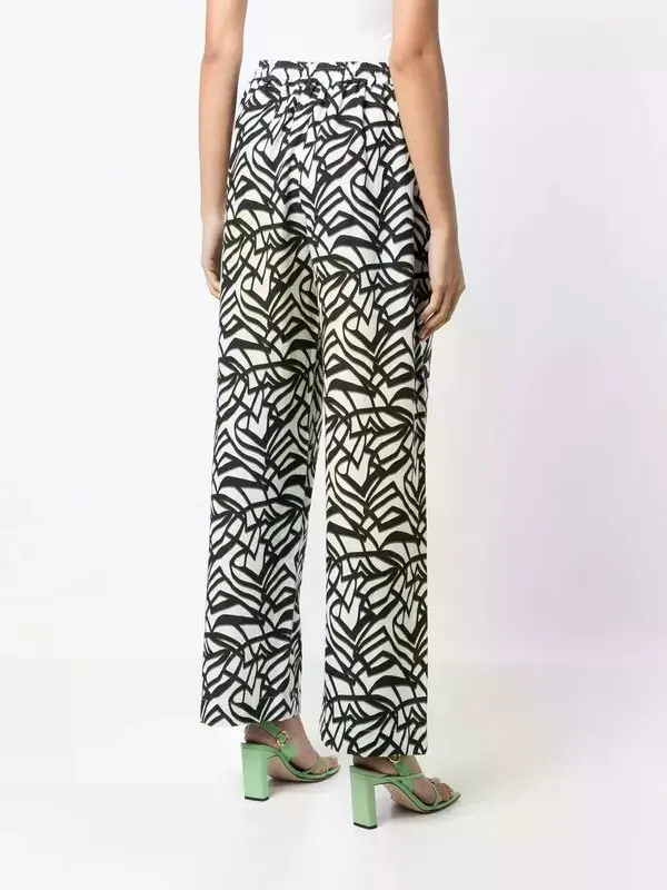 BAMBAH Geometric Print Wide-leg Trousers - Black