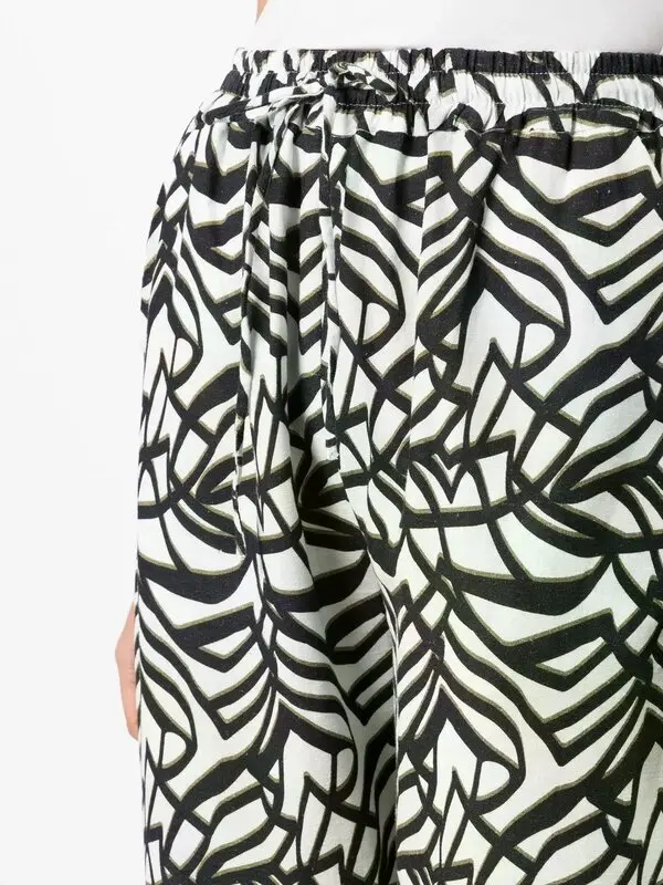 BAMBAH Geometric Print Wide-leg Trousers - Black