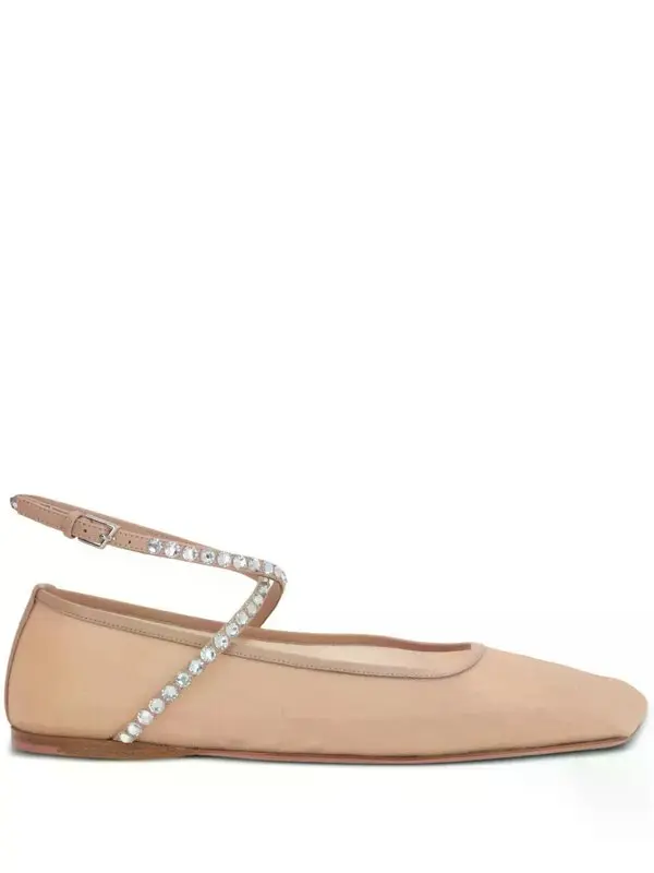 Amina Muaddi Crystal-embellished Ballerina Shoes - Neutrals