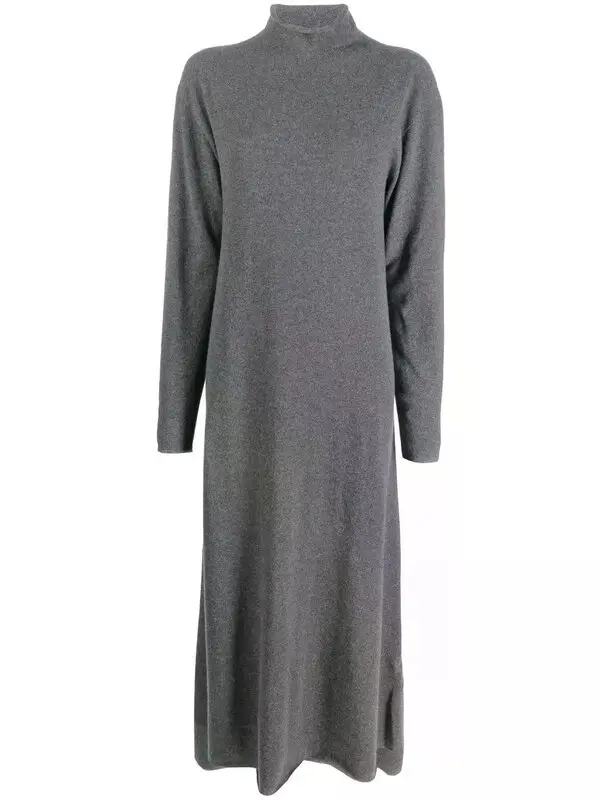 JIL SANDER High-neck Knitted Dress - Grey