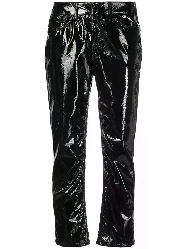 DONDUP High-shine Cropped Straight-leg Trousers