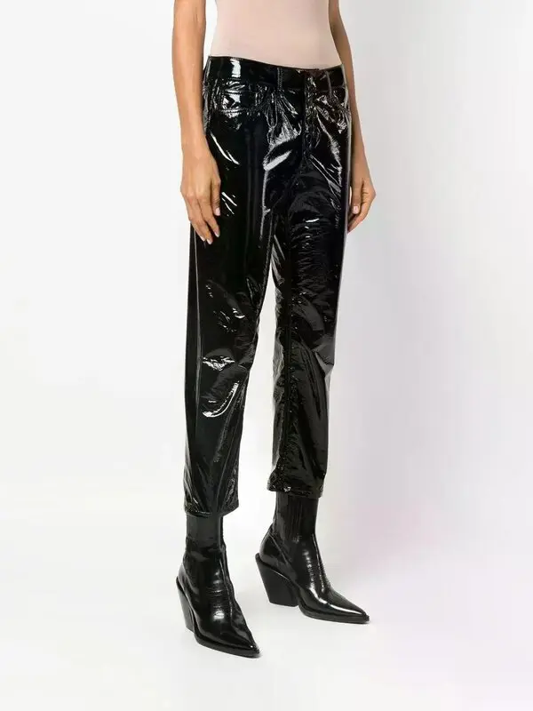 DONDUP High-shine Cropped Straight-leg Trousers