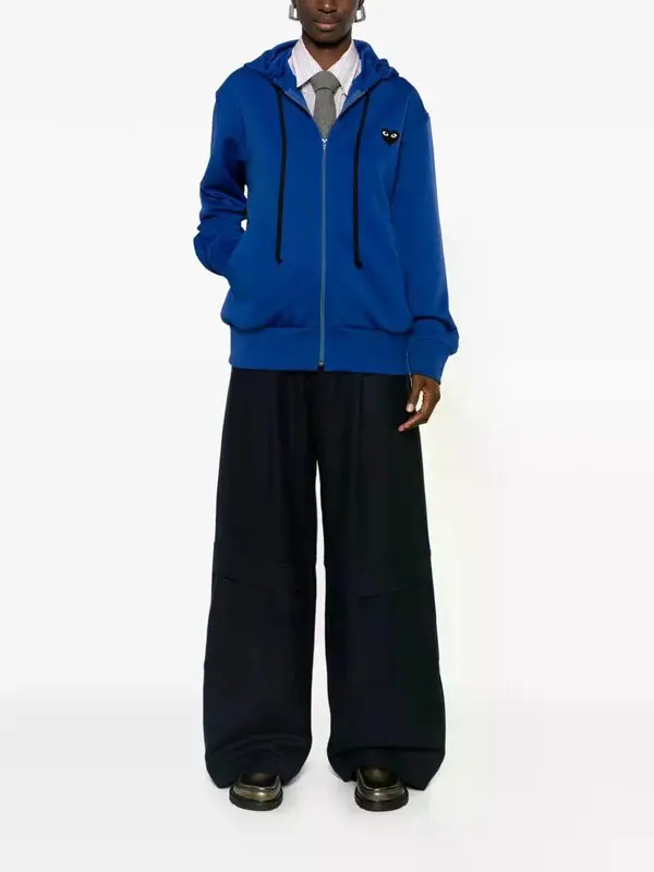 Play Comme Des Garcon Heart Emblem Full Zip Hoodie - Blue