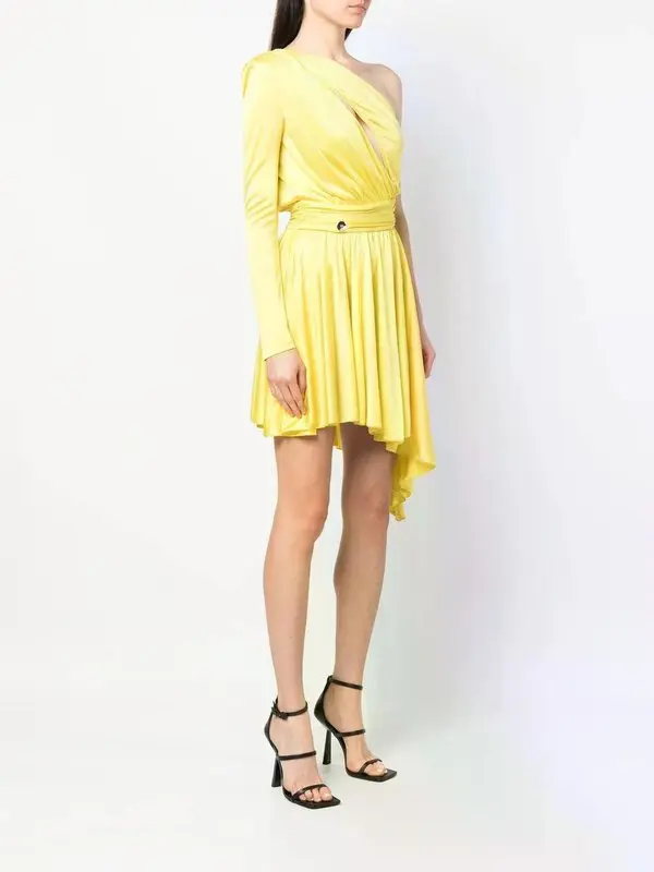 Philipp Plein One-shoulder Pleated Dress - Yellow