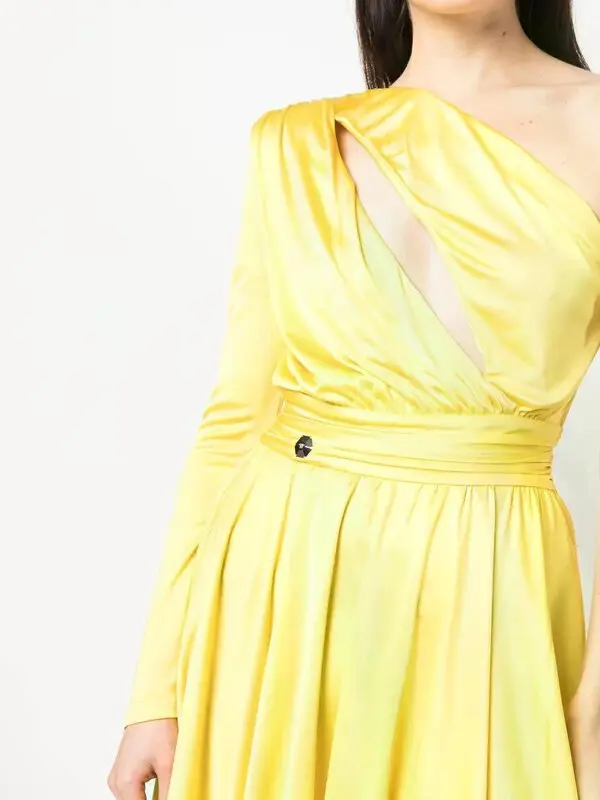 Philipp Plein One-shoulder Pleated Dress - Yellow
