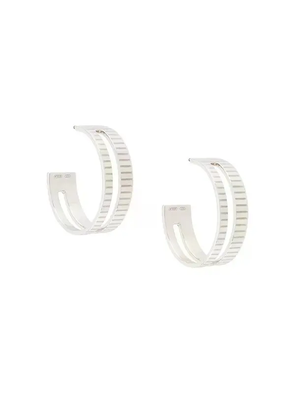 IVI Tone Rhodium-plated Sterling Slot Hoop Earrings - Silver