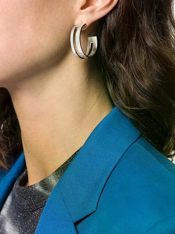 IVI Tone Rhodium-plated Sterling Slot Hoop Earrings