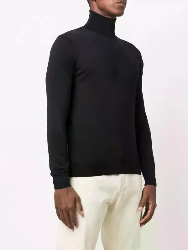 DELL'OGLIO Roll Neck Merino Jumper - Blue