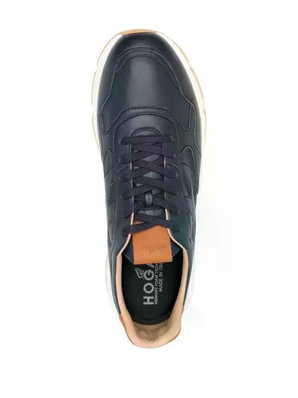 Hogan Embossed Logo Leather Sneakers - Blue