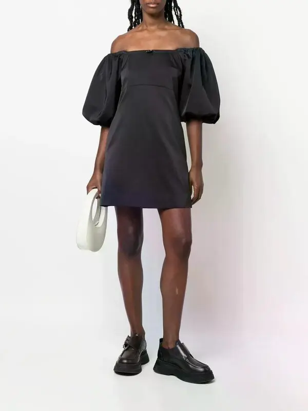 PATOU Bardot Puff Sleeve Mini Dress