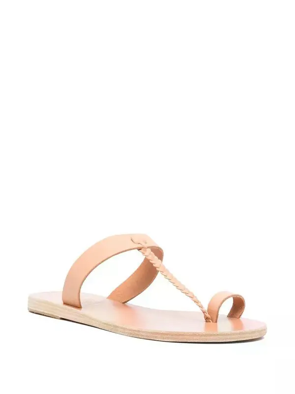 ANCIENT GREEK SANDALS Leather Toe-strap Flat Sandals - Neutrals
