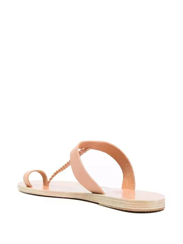 ANCIENT GREEK SANDALS Leather Toe-strap Flat Sandals - Neutrals