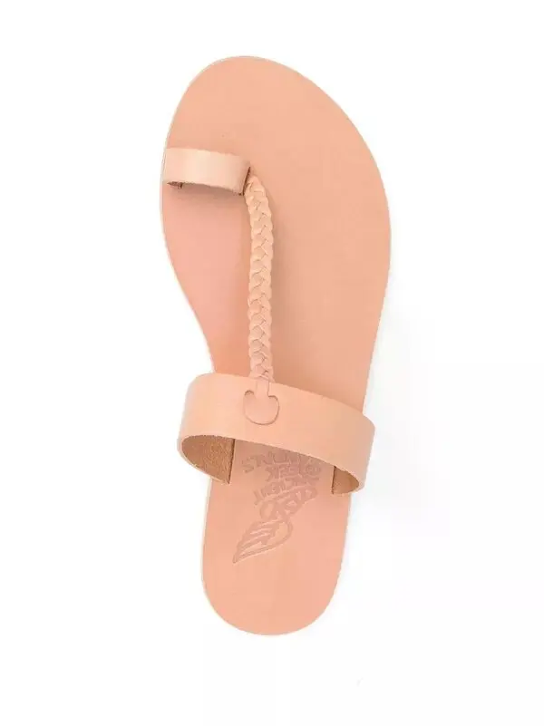 ANCIENT GREEK SANDALS Leather Toe-strap Flat Sandals - Neutrals