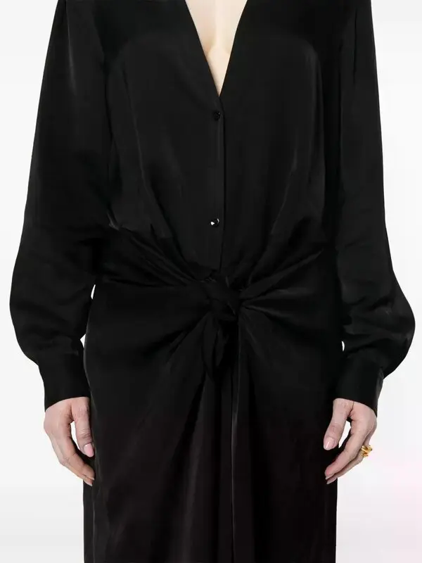 TOTEME Knot-detail Satin Maxi Dress - Black