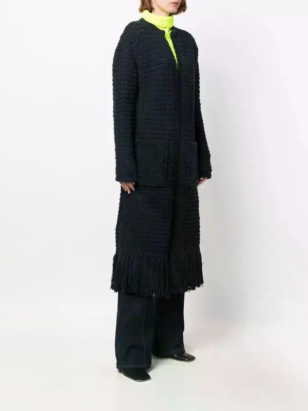 ANTONINO VALENTI Chunky-knit Frayed-edge Cardigan-coat