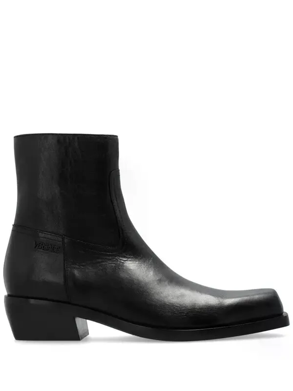 Versace Luciano Leather Ankle Boots