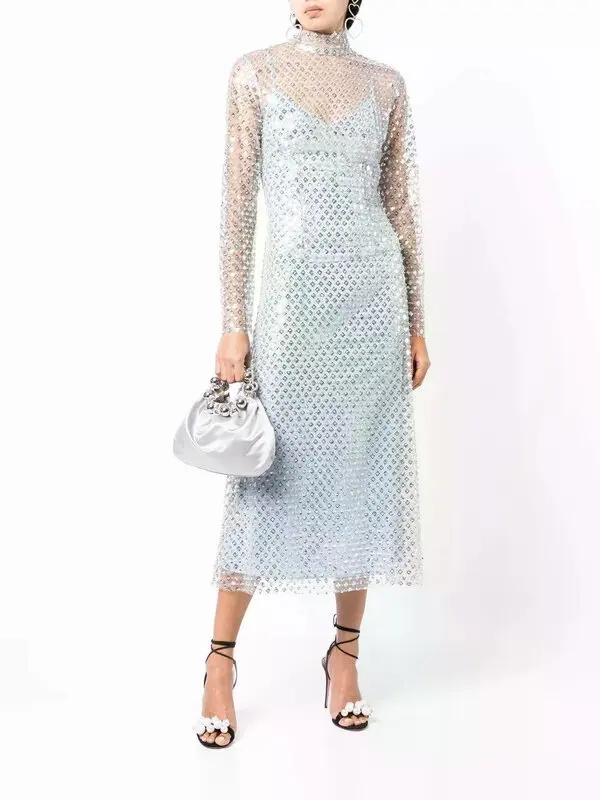 MACGRAW Embellished Sequined Midi Dress