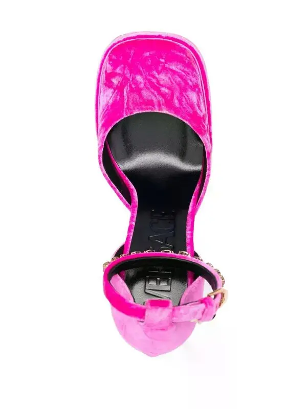 Versace Medusa Charm Velvet Platform Pumps