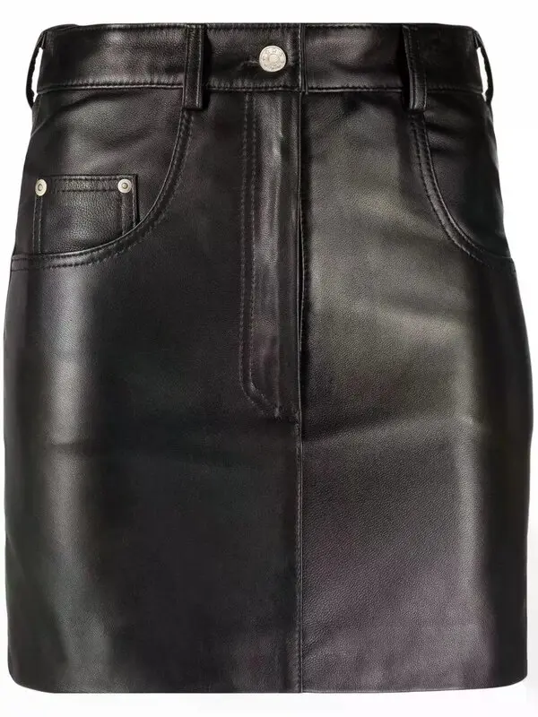 MANOKHI Five-pocket Leather Mini Skirt - Black