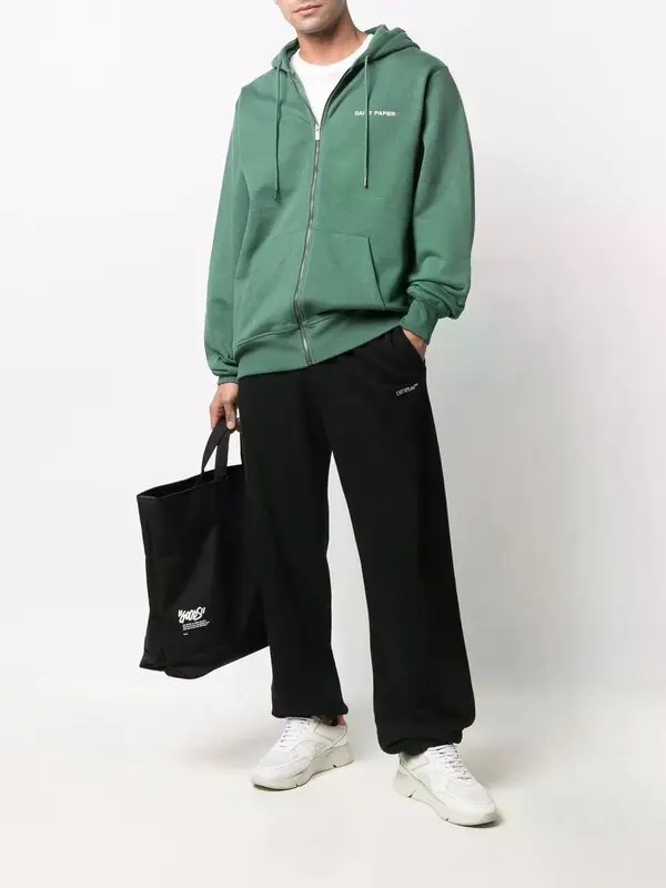 DAILY PAPER Logo Zipped Drawstring Hoodie - Green