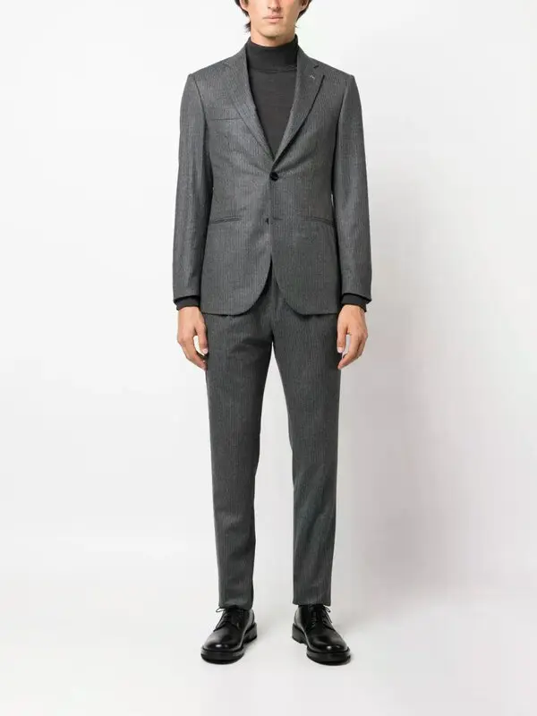 D4.0 Pinstripe-pattern Single-breasted Blazer - Grey