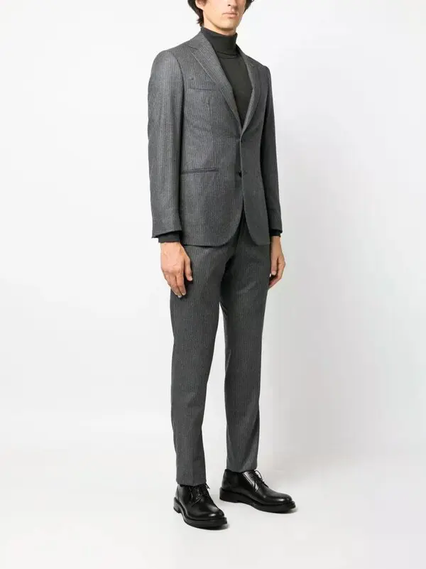 D4.0 Pinstripe-pattern Single-breasted Blazer - Grey